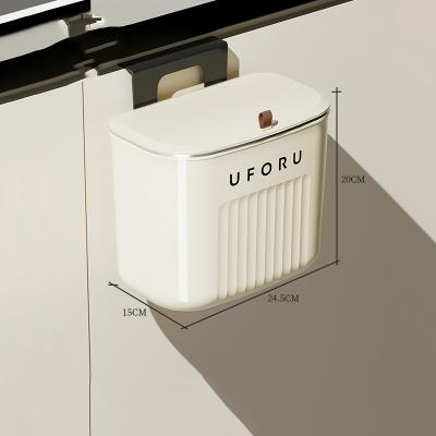 China Large Capacity Slit Wall Mounted Toilet Wall Mounted Plastic Trash Can with Lid for sale