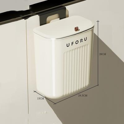 China Large Capacity Slit Wall Mounted Toilet Wall Mounted Plastic Trash Can with Lid for sale