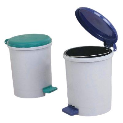 China Round Sanitary Bucket 18L Plastic Trash Can Office Paper Trichothis with Lid Foot Paper Bucket with Inner Bucket for sale