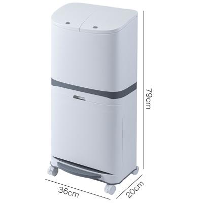China High Quality Household Kitchen Special Movable Wheelie Bin Height Dry and Wet Sorting Separation Bin Trash Can for sale
