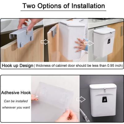 China Kitchen Hanging Trash Can with Lid for Under Sink or Cabinet Door 2.4 Gallon Kitchen Compost Bin with Inner Bucket Garbage Can for sale