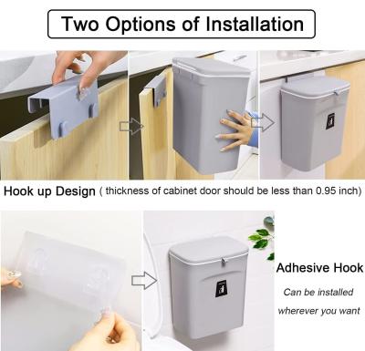 China 2.4 Gallon Kitchen Compost Bin for Counter Top or Under Sink Hanging Small Trash Can with Lid for sale