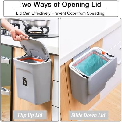 China 2.4 Gallon Kitchen Compost Bin for Counter Top or Under Sink Hanging Small Trash Can with Lid for sale