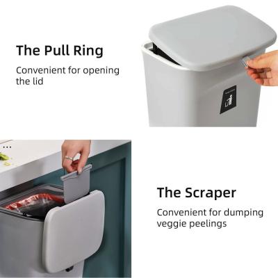 China 2.4 Gallon Kitchen Compost Bin for Counter Top or Under Sink Hanging Small Trash Can with Lid for sale