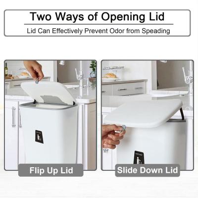 China 2.4 Gallon Kitchen Compost Bin for Counter Top or Under Sink Hanging Small Trash Can with Lid for sale