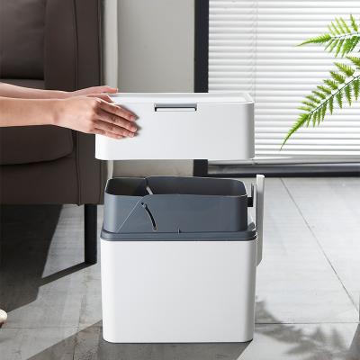 China Household Sewing Automatic Packing Pull-out with Toilet Brush 2-in-1 square with Brush Garbage Can for sale