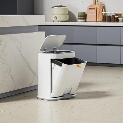 China Household Trash Can Double Open Cover Pedal Type with Cover Kitchen Living Room Bathroom Slot Automatic Packing Trash Can for sale