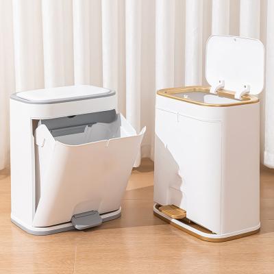 China High Appearance Horizontal Narrow square Pressing Foot Can Open the Lid to Free Hands Waste Recycling Bin for sale