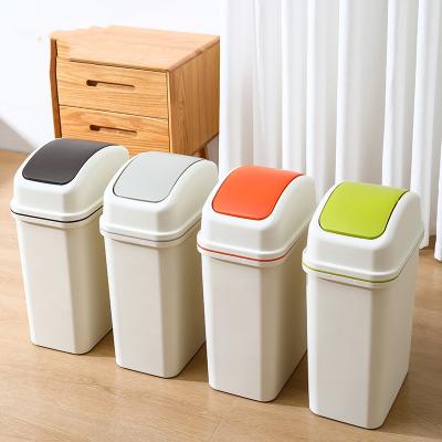 China Slim Trash Can 10L Plastic Trash Can Garbage Can with Press Top Lid Modern Waste Basket Rubbish Bin for sale
