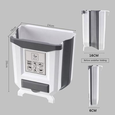 China Kitchen Trash Can Wall Mounted Hanging Fold Trash Bin Dustbin Plastic Compost Trash Bin for sale