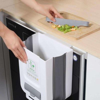 Китай Hanging Foldable Bin Folding Small Kitchen Trash Can Hanging Trash продается