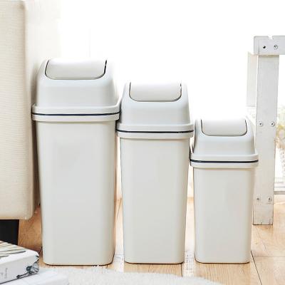 Cina New Design Swing Lid 10L Rectangular Plastic Trash Can Eco-Friendly Pressure Ring Home Kitchen Household Recycling Small in vendita