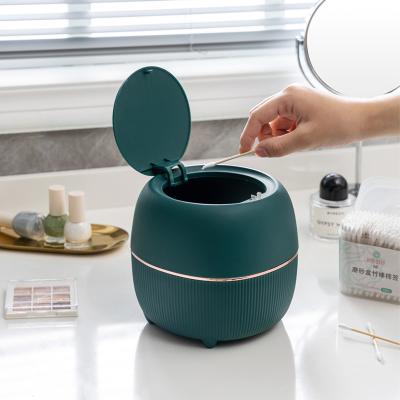 China Desktop Trash Can Household Mini Small Cartoon Cute with Cover Garbage Can Dormitory Bedroom Garbage Bin Storage Can for sale