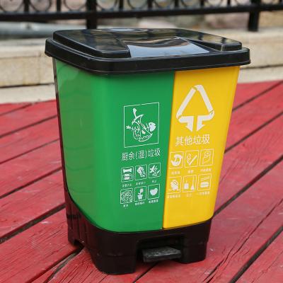 China Classification Sorting Trash Can Dry Wet Separation 40L Trash Sorting Bins for sale