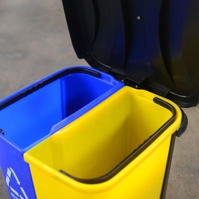 China Classification Sorting Trash Can Dry Wet Separation 40L Trash Sorting Bins for sale