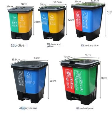 China Classification Sorting Trash Can Dry Wet Separation 40L Trash Sorting Bins for sale