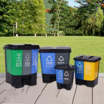 China Twin Thickened Separate Trash Can Foot Operated Trash Sorter Bin for sale