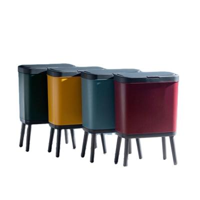 China House Rectangular Push Type Plastic Trash Can with Lid Kitchen Trash Can with Legs for sale