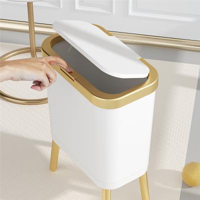 China 15L Large Capacity Kitchen Narrow Press Type Plastic Trash Can with Legs for sale