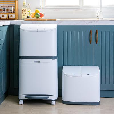 China New Design Kitchen Trash Can Sorting Garbage Cans Household Dry and Wet Separation With Lid for sale