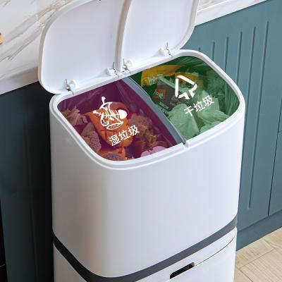 China New Design Kitchen Trash Can Sorting Garbage Cans Household Dry and Wet Separation With Lid for sale