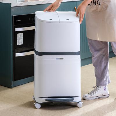 China New Design Kitchen Trash Can Sorting Garbage Cans Household Dry and Wet Separation With Lid for sale