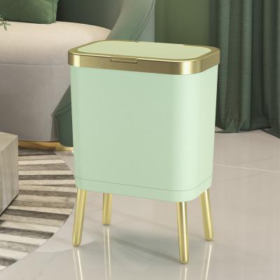 China Green 15L Large Trash Can With Legs Press Type Large Kitchen Garbage Can for sale