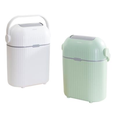 China Creative Shake Lid Anti-smell Household Toilet Bedroom Plastic Seal Handle Diaper Waste Paper Storage Bin for sale