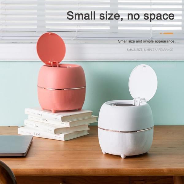 Quality Orange Pink 4L Desktop Trash Can Home Office Mini Countertop Trash Can for sale