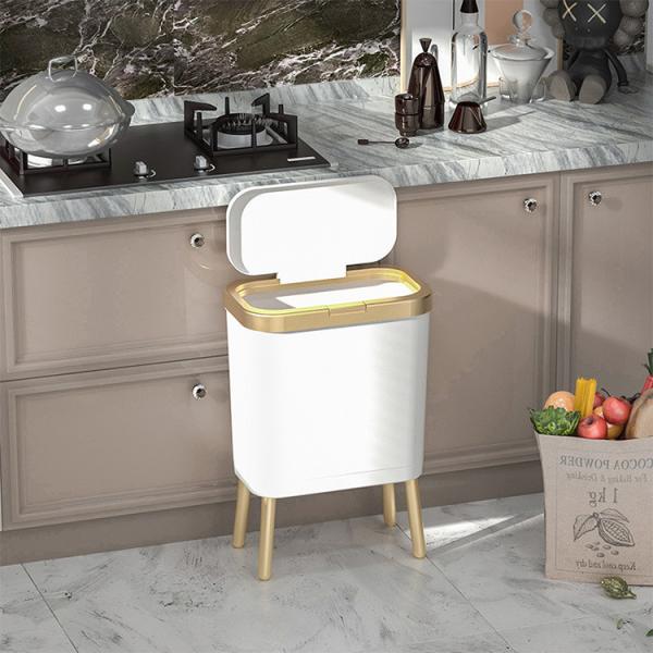 Quality Four Legged Plastic Kitchen Trash Bins White Plastic Trash Can With Lid for sale