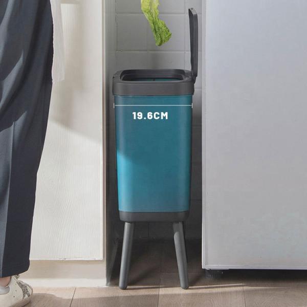 Quality Four Legged Plastic Kitchen Trash Bins White Plastic Trash Can With Lid for sale