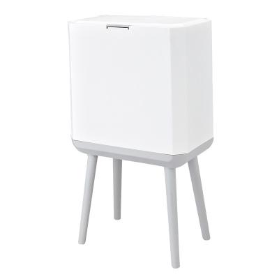 Китай Trash Can with Lid Plastic Garbage Can with Push Button Narrow Modern Waste Basket for Kitchen Slim Dogproof Bedroom Garbage Bin продается