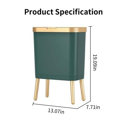 China European Style Indoor Trash Can Long Legged Morandi Color Rectangular Trash Can for sale