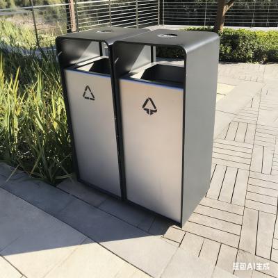 China Outdoor Stainless Steel Waste Bin with 50 Liters Capacity for Sanitation Sorting in Parks and Streets for sale