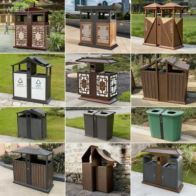 China Retro Vintage Stainless Steel Outdoor Trash Bin with Swing Lid and Durable Sturdy Construction for Parks and Villas for sale