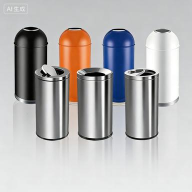 China Hong Kong-Style Round Stainless Steel Waste Bin with Swing Lid - Rust & UV Resistant for Office & Shopping Mall for sale