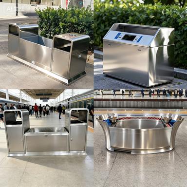 China Stainless Steel Custom Trash Can with Built-in Charcoal Filter and UV Resistant for High-Speed Rail Stations for sale
