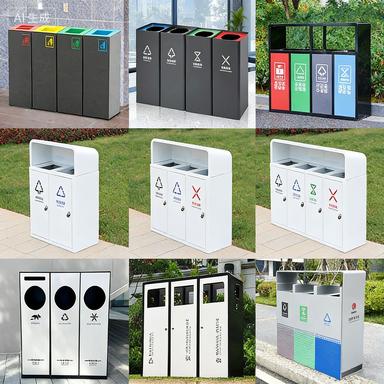 China 4-Category Stainless Steel Trash Bin with Foot Pedal Operation and UV Resistance for Outdoor Use for sale