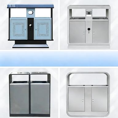 China Eco-Friendly Steel-Wooden Classified Litter Bin with Built-in Charcoal Filter for Outdoor Parks & Courtyards for sale