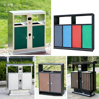 China Outdoor Multi-Compartment Stainless Steel Dustbin - Foot Pedal Operated Eco-Friendly Sanitation Trash Can for Parks & Municipal Areas for sale