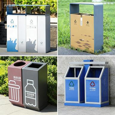 China Outdoor Stainless Steel Trash Bin with Customized Logo for Community and Park Use for sale
