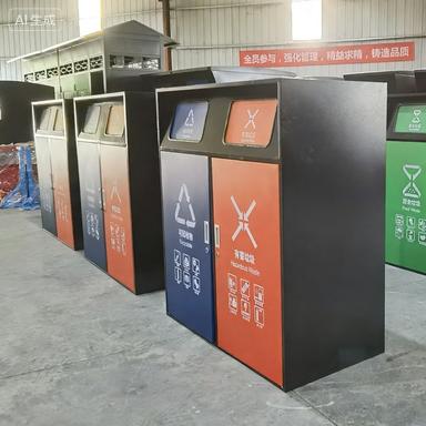 China Metal Spray-coated Galvanized Sheet Outdoor Square Covered Heavy Duty Sorting Trash Bin for Community and Street Use for sale