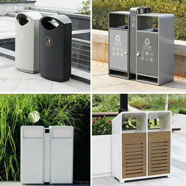 China Custom Large Stainless Steel Outdoor Trash Bin - UV Resistant Commercial Garbage Can with Non-slip Rubber Feet and Customized Logo for sale