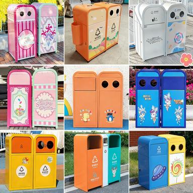 China Cartoon-style Stainless Steel Outdoor Sorting Trash Bin with Odor Control for Parks and Schools for sale