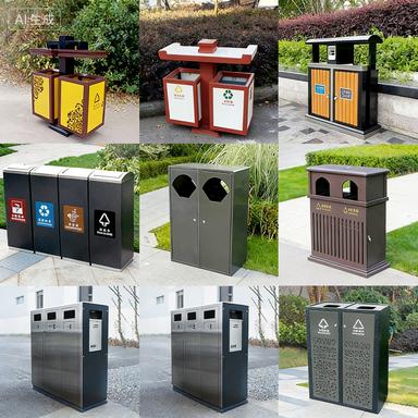 China Stainless Steel Outdoor Trash Can with Customizable Classified Waste Sorting for High-Traffic Areas for sale