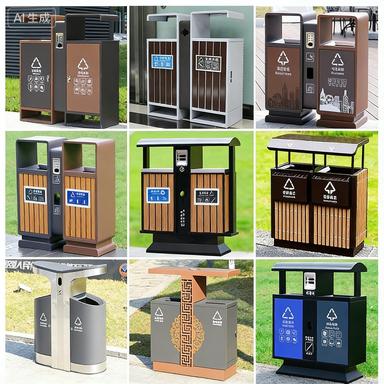 China Dual-Compartment Weather Resistant Stainless Steel Trash Can - Customizable Outdoor Garbage Bin for Parks and Communities for sale