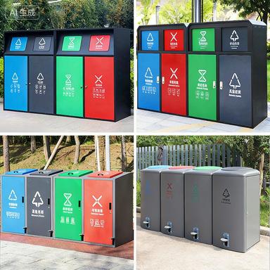 China 240L Large-Capacity 4-Compartment Classified Trash Can for Outdoor Sanitation Waste Sorting for sale