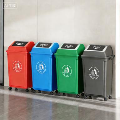 China Heavy-Duty Wheeled Custom Trash Bin for Outdoor Commercial Use with Large Rectangular Design for sale