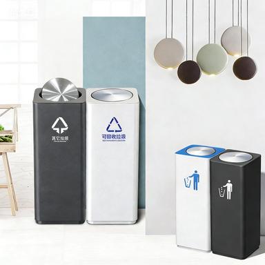 China Stainless Steel Rust Resistant Commercial Trash Bin with DIY Printed Design for Elevator Lobbies and Offices for sale