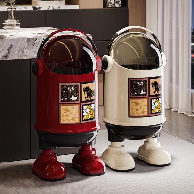 China Premium Plastic Foot Pedal Trash Bin with Ergonomic Side Handles and DIY Printed Design for Home Use for sale